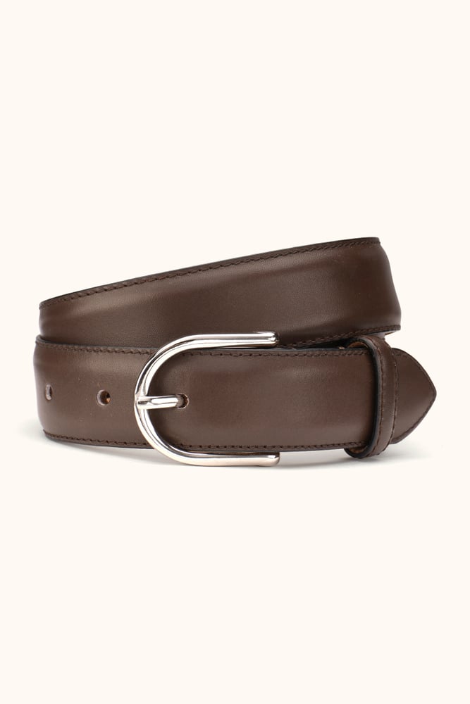 Round Buckle Bocalf Belt Brown Oscar Jacobson