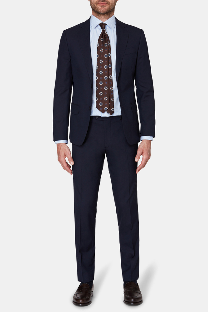 Slim Fit Microstructure Kostym - Mörkblå | Oscar Jacobson