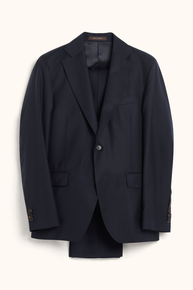Regular Fit Twill Merino Suit - Dark blue | Oscar Jacobson