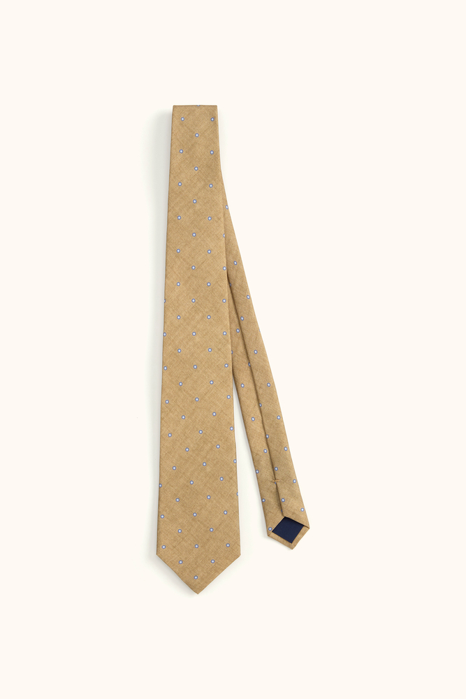 Dot Pattern Silk Tie - Beige | Oscar Jacobson