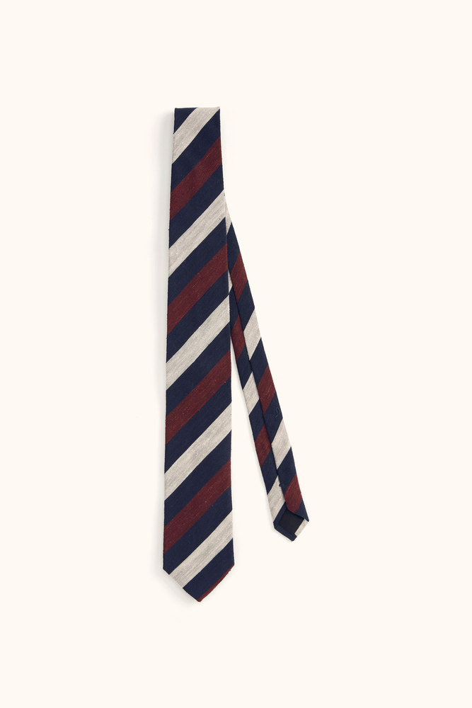Shantung Stripe Tie - Dark blue | Oscar Jacobson